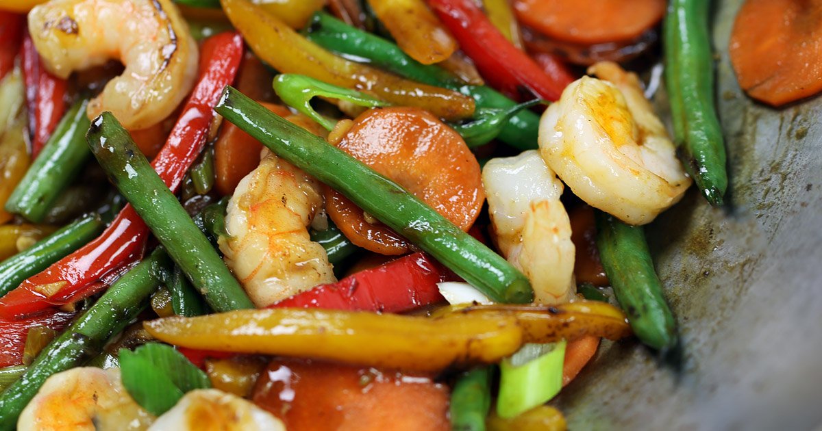 Cantonese shrimp and vegetable stir-fry
